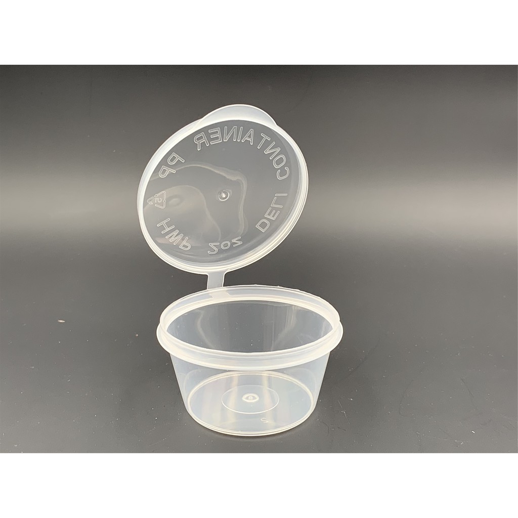 2oz Round Disposable Plastic Food Container Hinged Lid 50pcs 2 Oz