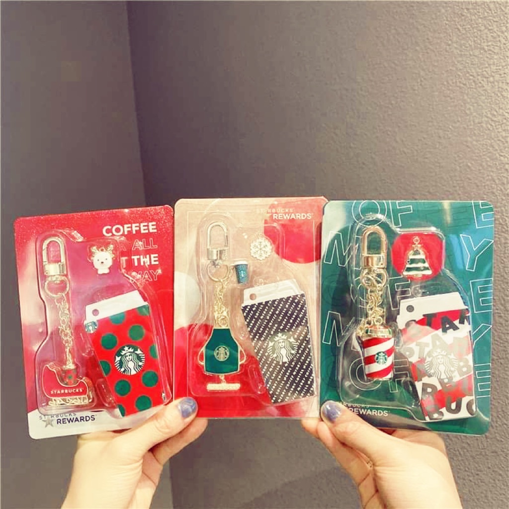 Starbucks Christmas KeyChain Set 2019 (1 Keychain + 1 Card + 1 Pin ...