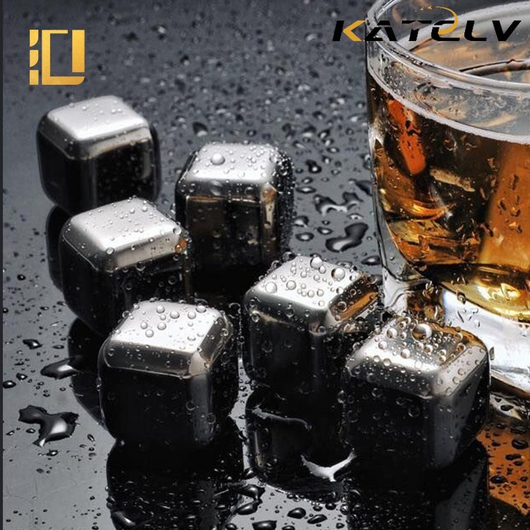 KATELV Ready Stock Food Grade Stainless Steel Ice Cube Kitchen Untensil Set Whiskey Stones Beer ...