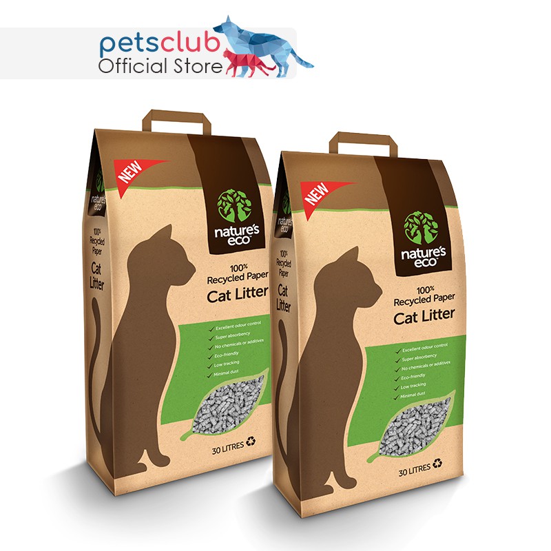 [Bundle of 2] Nature's Eco - Recycled Paper Cat Litter, 30L, Natural ...