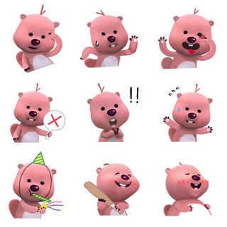 Korea loopy Cute Little Beaver kakaotalk Emoji Pack Sticker Laptop ...