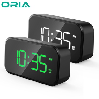 ORIA Wooden Digital Alarm Clock LED Display 12/24H Time &Temperature ...