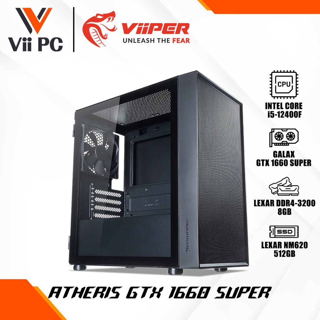 ViiPER PC ATHERIS GTX 1660 Gaming PC, Intel i5-12400F, ASUS PRIME H610M ...