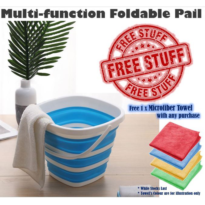 Improved Version★10L Round Square Silicon Foldable Pail with Handle ...