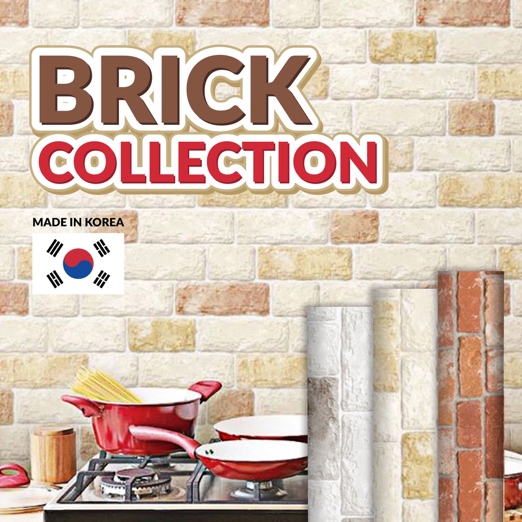 DEKOREA KOREA 3D Brick DESIGN DIY WALL PAPER sticker | Shopee Singapore