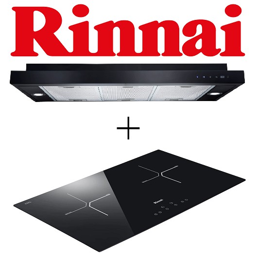 RINNAI RH-S329-PBR 90CM SLIMLINE HOOD WITH TOUCH CONTROL + RINNAI RB-7012H-CB 2 ZONE INDUCTION ...