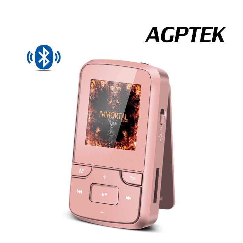 AGPTEK G6 8GB Portable Clip MP3 Player with Bluetooth & FM Radio - Rose ...