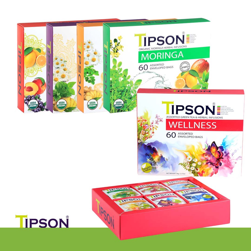 Tipson Assorted Tea & Herbal Infusions Gift Box (Wellness / Organic ...