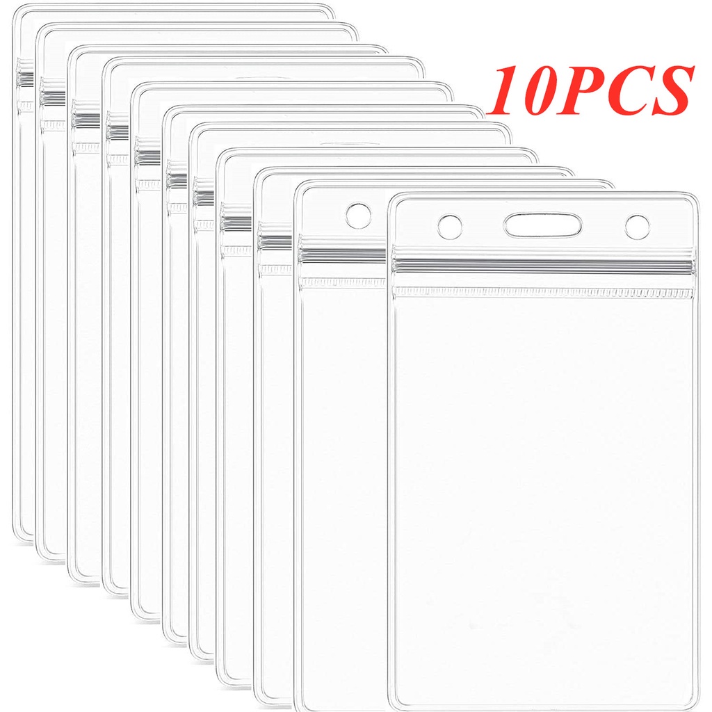 10Pcs Transparent PVC Plastic Waterproof Vertical ID Card Badge Holder ...