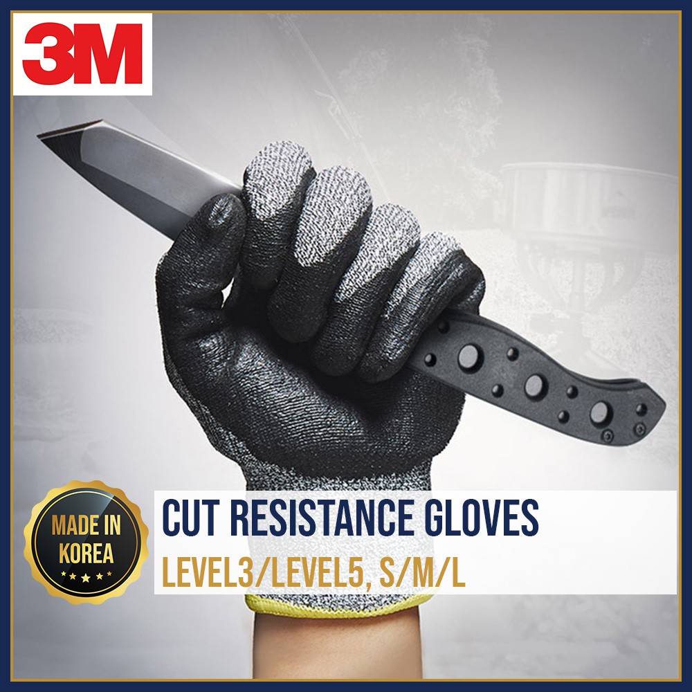 3M Cut Resistant Comfort Super Grip Gloves 3 sizes(S M L) No Cut MADE ...