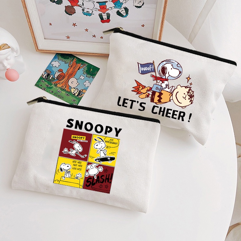 Snoopy Pattern Canvas Pouch Cute Student Stationery Pencil Bag Storage ...
