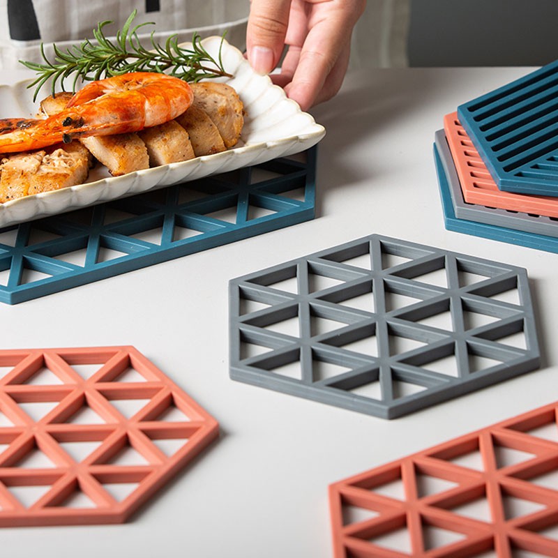 [READY STOCK] Hexagonal silicone coaster pot pad coaster heat-resistant ...