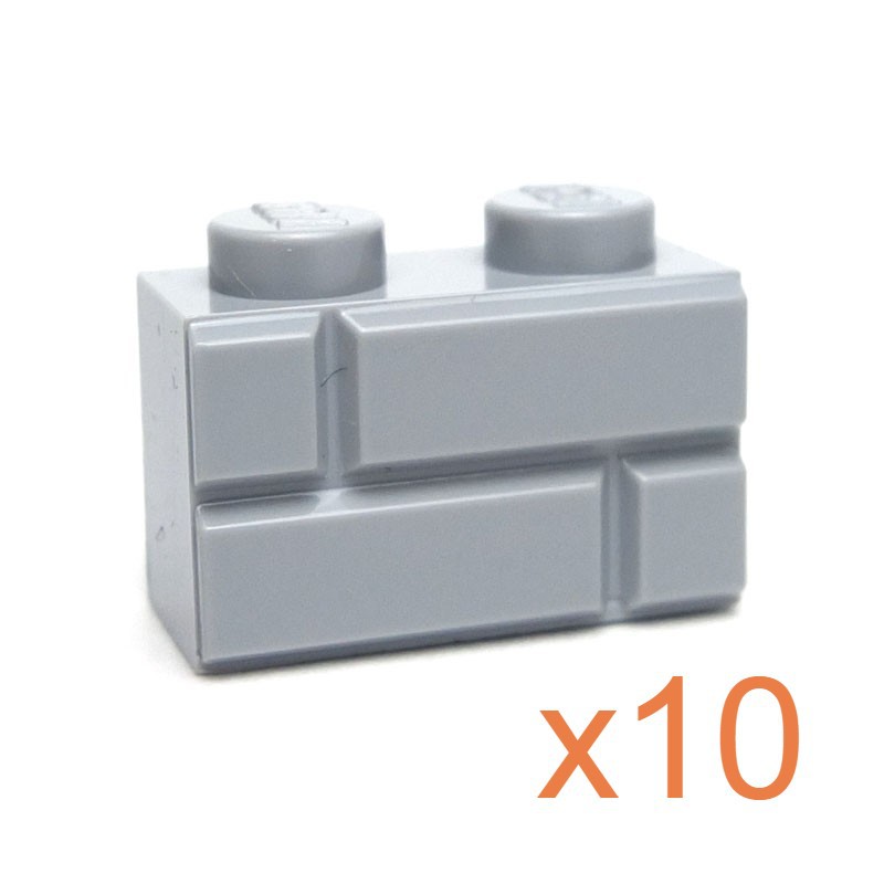 LEGO spare bricks - x10 Light Bluish Gray Brick, Modified 1 x 2 with ...