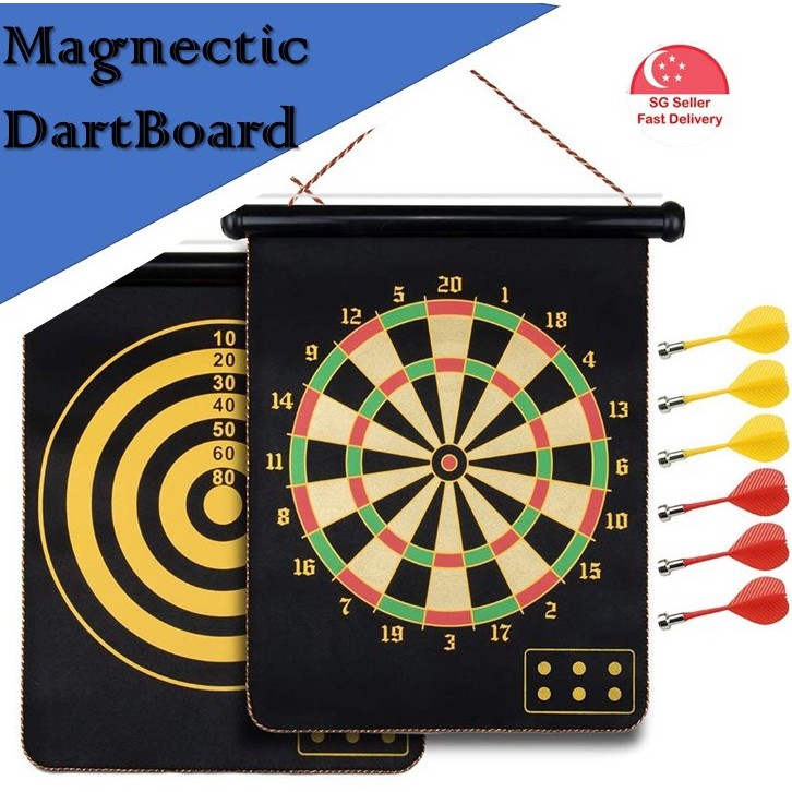 17 Inch Safety Magnetic Dartboard Game Set Dart Board w 6 pcs Safe Dart ...