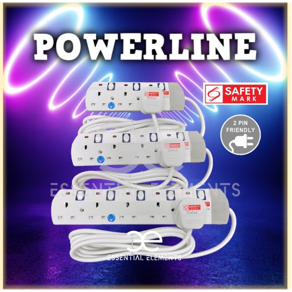 POWERLINE 3/4/5 Way Extension Safety Power Socket 3 Meters|Singapore ...