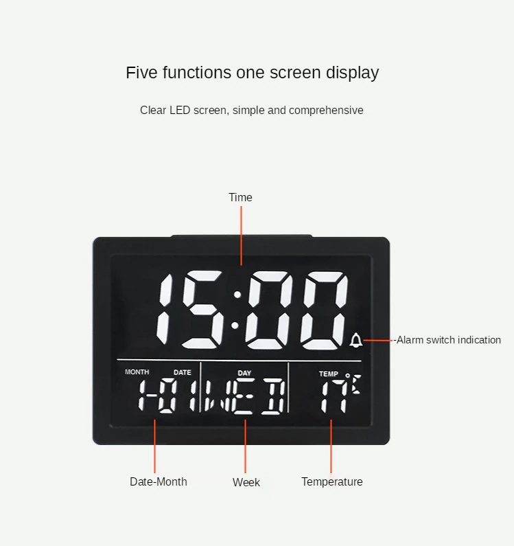 LED Digital Clock Wall Clock Desktop Alarm Clock 8 Alarms Voice Control ...