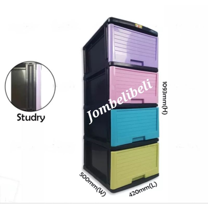 4 Tier Plastic Drawer / Cabinet / Storage Cabinet Multi Color | Shopee ...