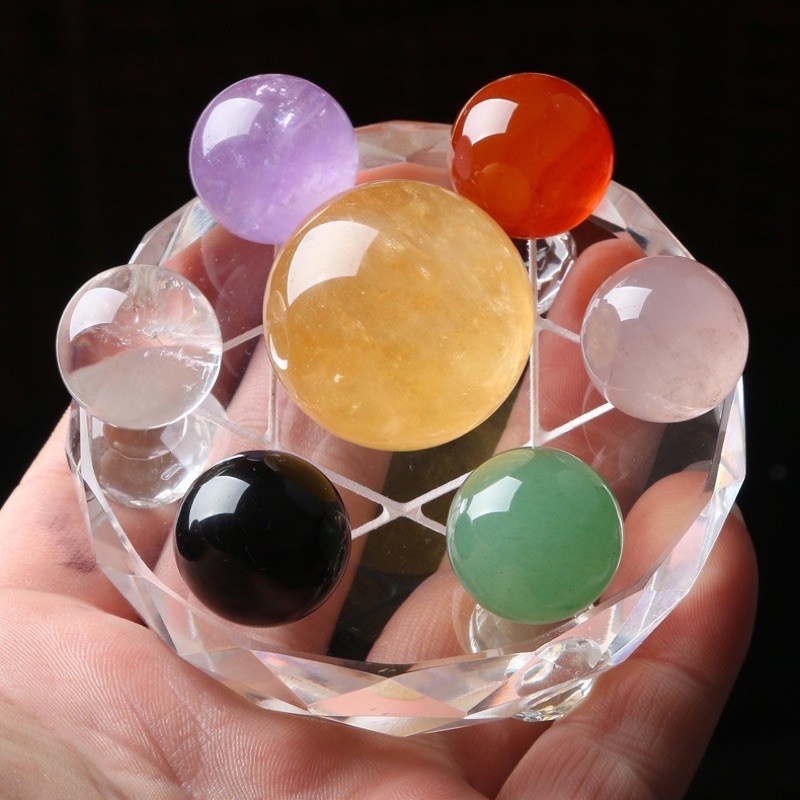 Natural crystal feng shui seven star array, natural color crystal ball ...