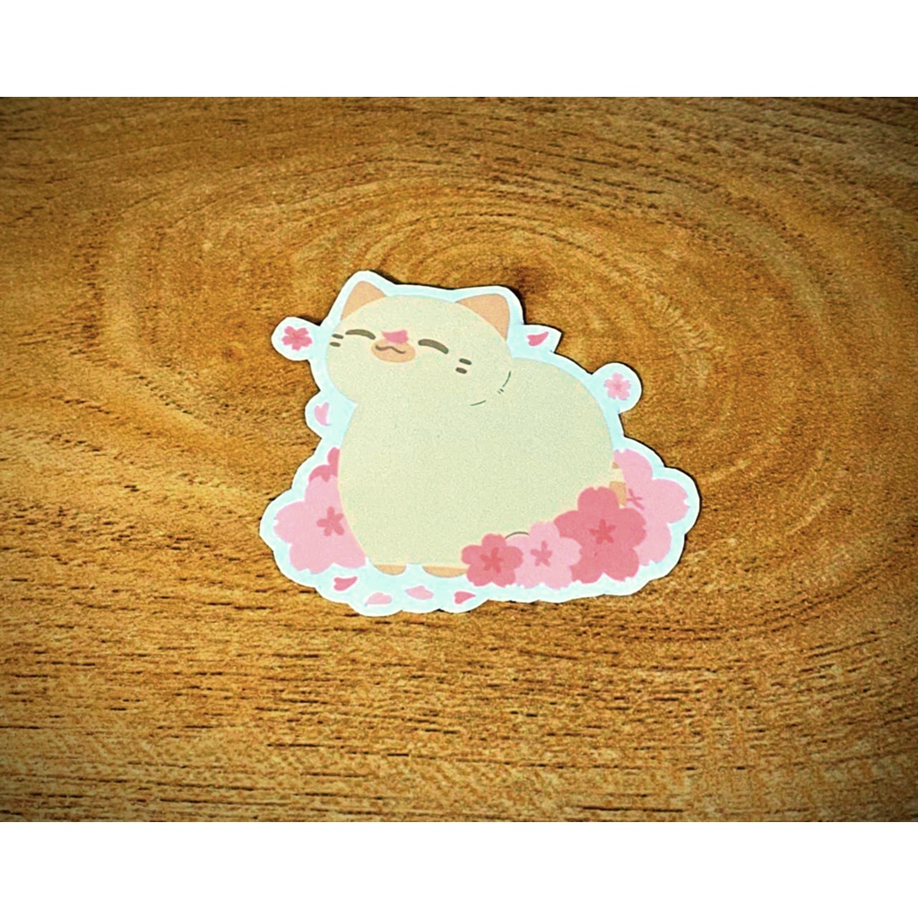 Cat with Sakura Stickers | Flower Stickers | Cute Laptop Stickers ...