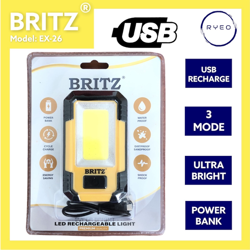 SUPER BRIGHT BRITZ 10W USB Rechargeable Lamp / Light / Torch [EX-26 ...