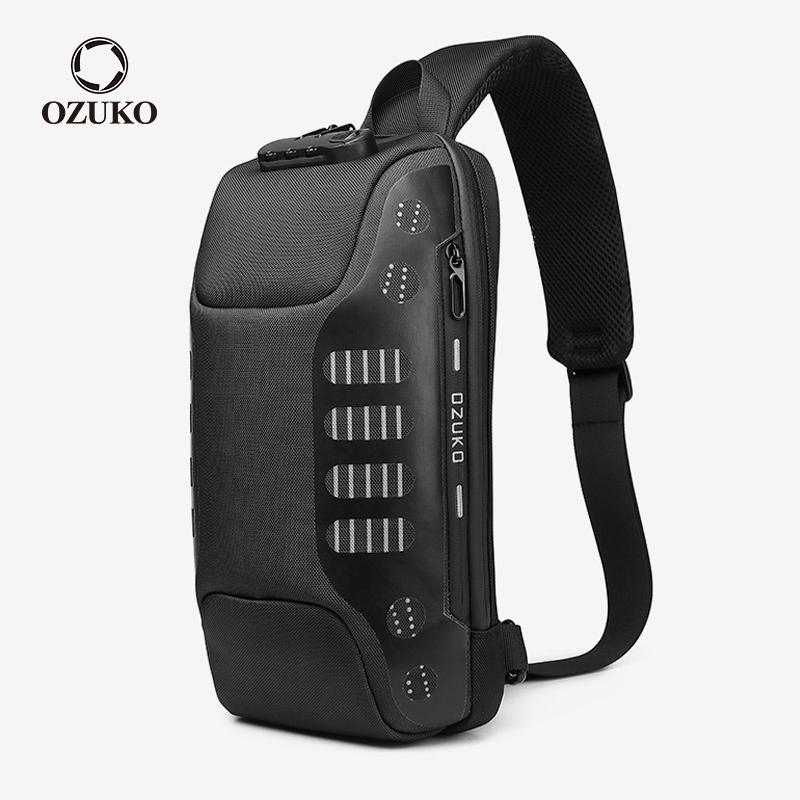 OZUKO Fashion Men Sling Bag Multifunction Anti-theft Chest Pack ...