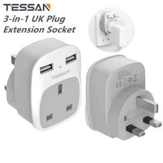 TESSAN Plug Adapter with 3 USB, Double Plug Adaptor Multi Plug ...