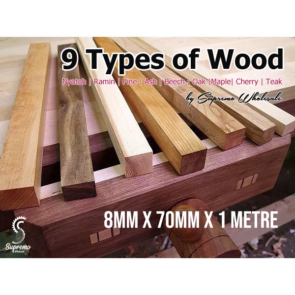 8mm x 70mm x 1 meter | Solid Timber Wood Plank Wooden Strips | Nyatoh ...