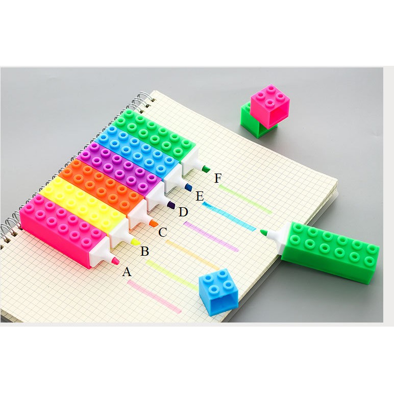 SG SELLER - Building Block Highlighter Puzzle Shaped Color Marker pen ...