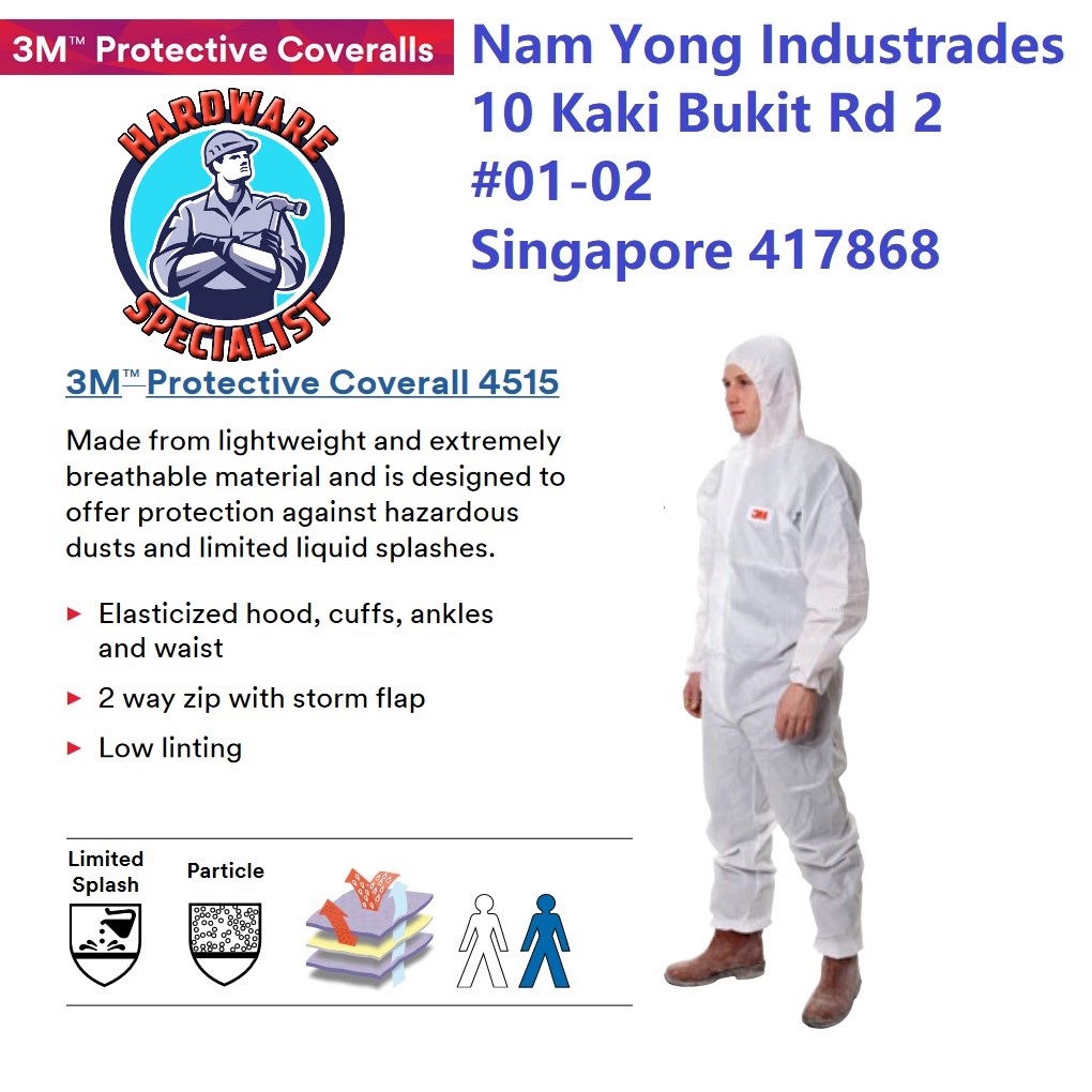 3M 4515 Protective Coverall Safety PPE (Full Body Coverage) | Shopee ...