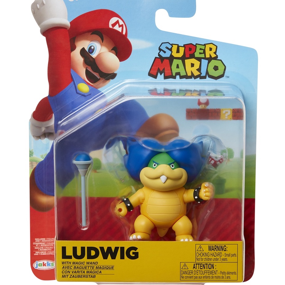 Super Mario 4-inch Ludwig With Wand Accessory Articulated and Bendable ...