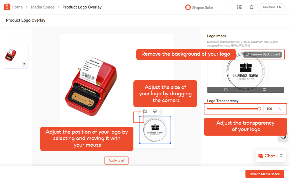 Product Logo Overlay tool | MY Seller Education [Shopee]