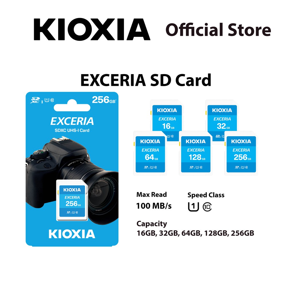 KIOXIA Exceria SD Card C10 U1 class 100Mb/s Speed - in 16GB 32GB 64GB 128GB | Shopee Singapore