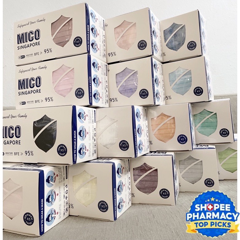[SG BRAND] MICO Adult 3ply Disposable Mask BFE>95% Face Mask 50pcs/box ...
