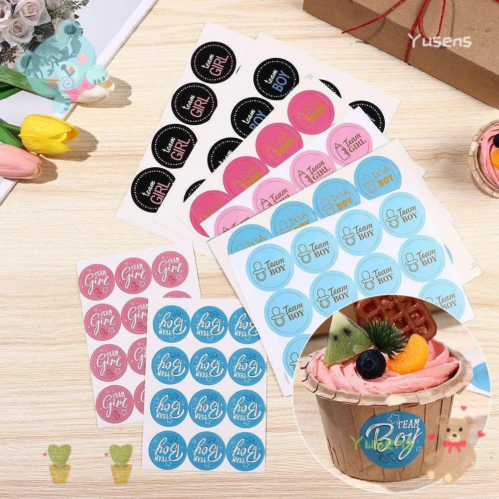 YUSENS 120PCS Round Gender Reveal Decals Pink/Blue Party Supplies Team ...