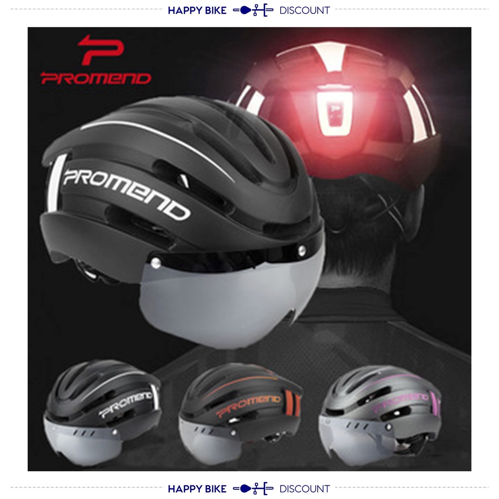 Promend Bicycle Helmet with Removable Magnetic Head Lens and Integrated ...