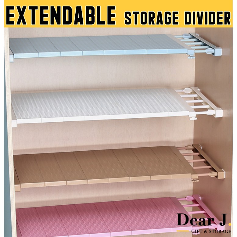 Extendable Wardrobe Shelf Organizer / Cabinet Divider [Dear J] | Shopee ...