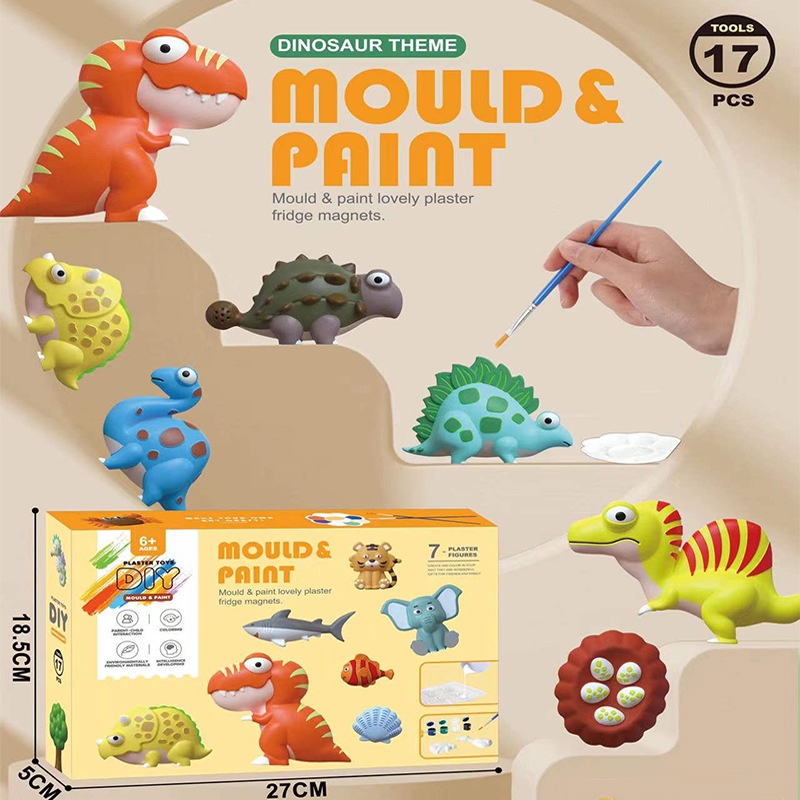 [SG]Children Painting Crafts DIY dinosour Painting Gypsum Fridge ...