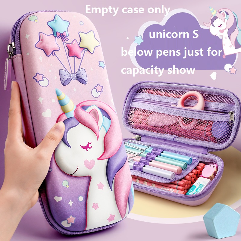 Pencil Box 3D Cartoon Unicorn Cute Pencil Case School Stationery Box ...
