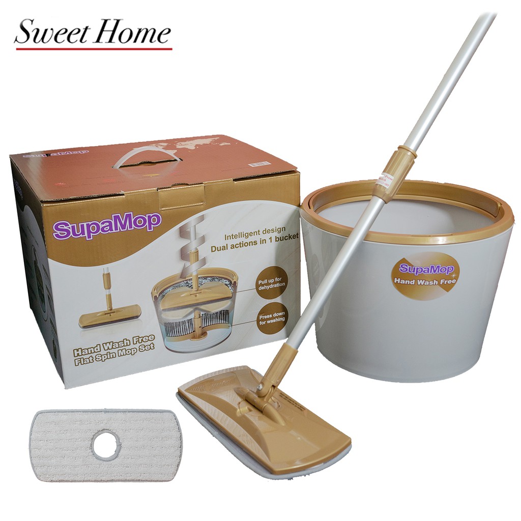 SupaMop S800 Hand Press Flat Spin Mop Set | Shopee Singapore