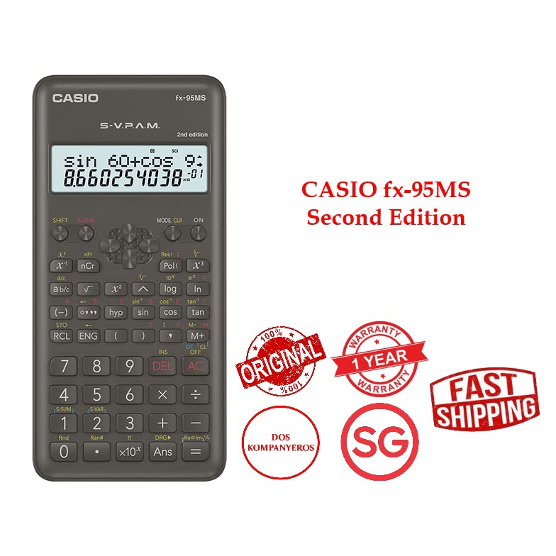 Casio fx-95MS 2nd Edition Scientific Calculator. 1 Year Local Warranty ...