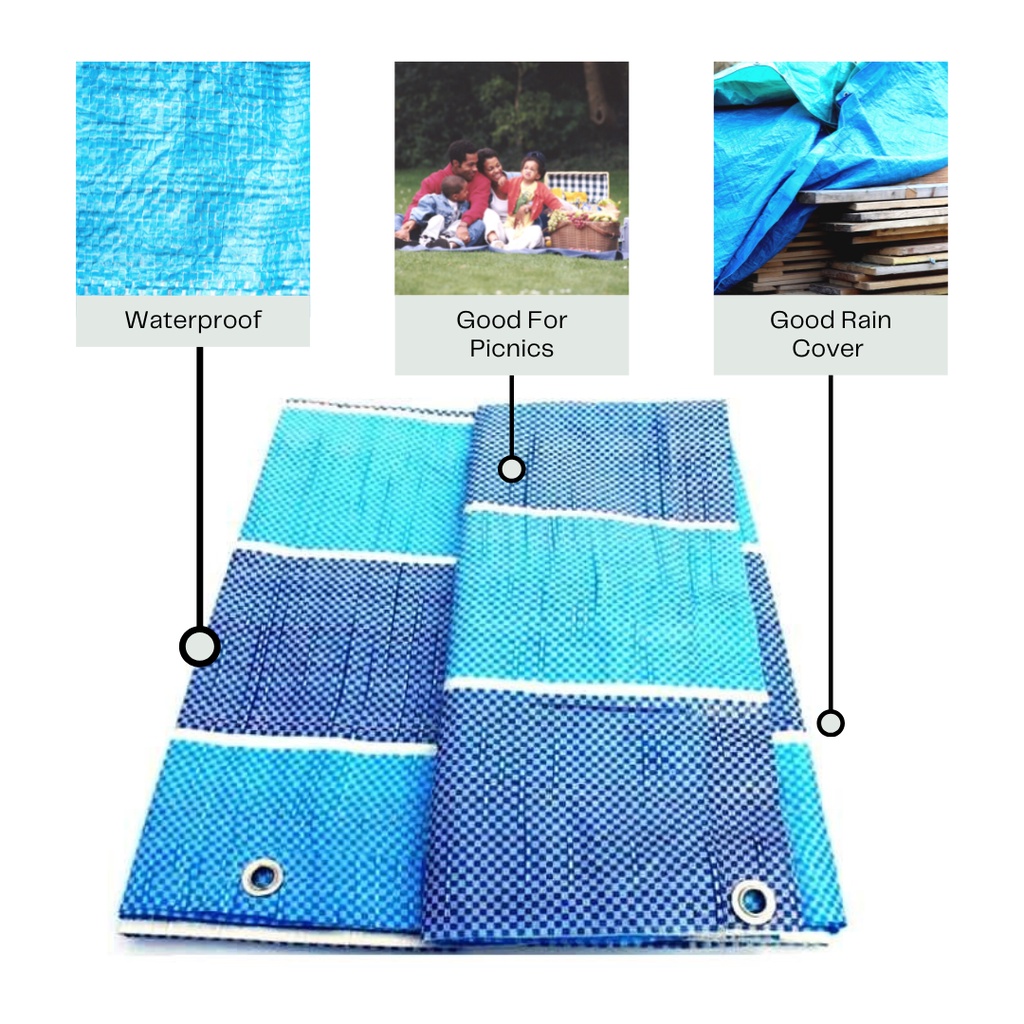 Waterproof Ground Sheet Blue PE Tarpaulin Canvas Groundsheet Cover ...
