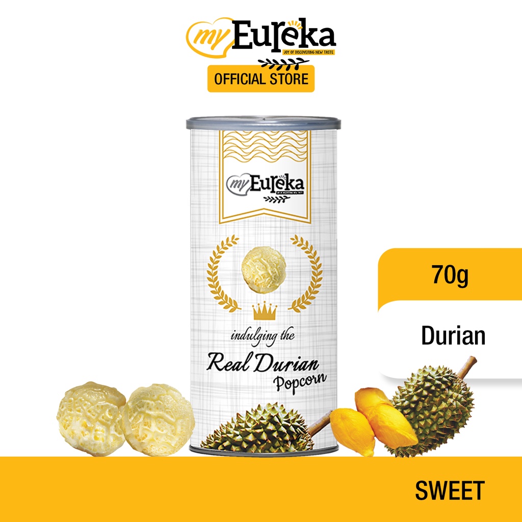 Eureka Real Durian Gourmet Popcorn Can 70g | Shopee Singapore