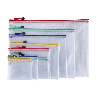 [SG] PVC Mesh Zip Bag w/ Card Slot A3 B4 A4 A5 A5.5 A6 B8 Document ...