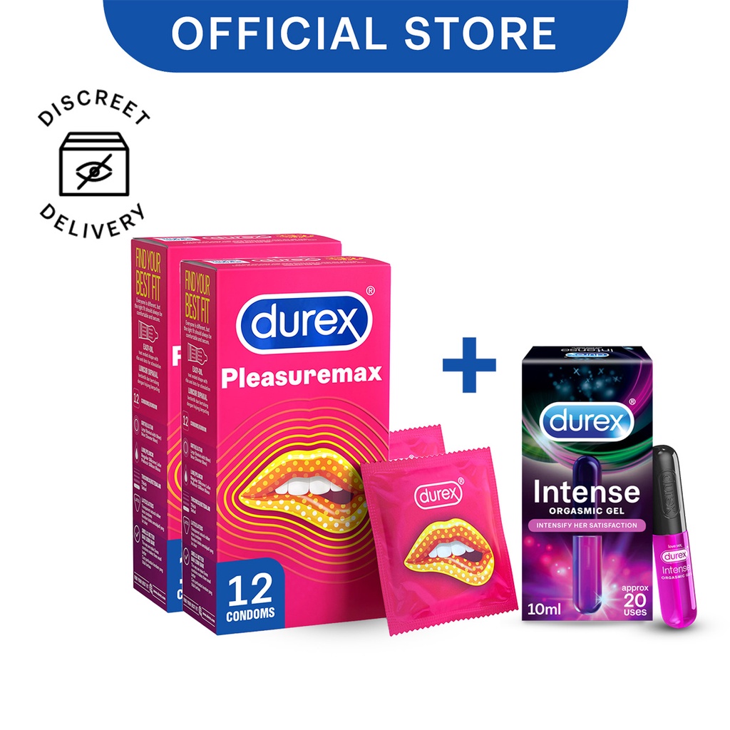 Durex Pleasure Bundle - Pleasuremax (Ribbed & Dotted) Condoms 12s (x2) + Intense Gel Lube 10ML ...