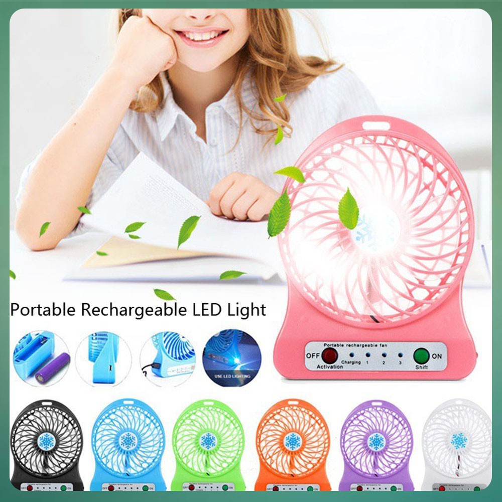 LED Mini USB Charging Fan Portable Rechargeable Desk Mini USB Charging ...