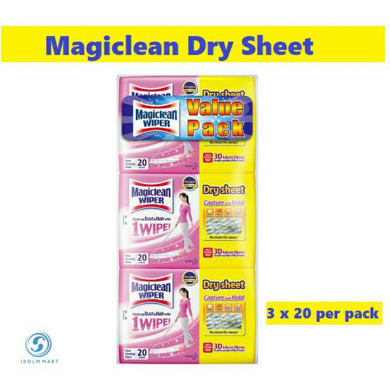 Magiclean Dry Wipe sheets 20s x 3 | Shopee Singapore
