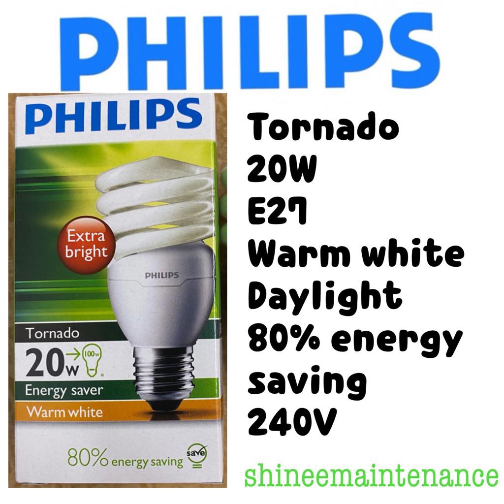 [4pc bundle!] Philips Tornado Bulb 20W E27 Warm White/Daylight 240V 80% ...