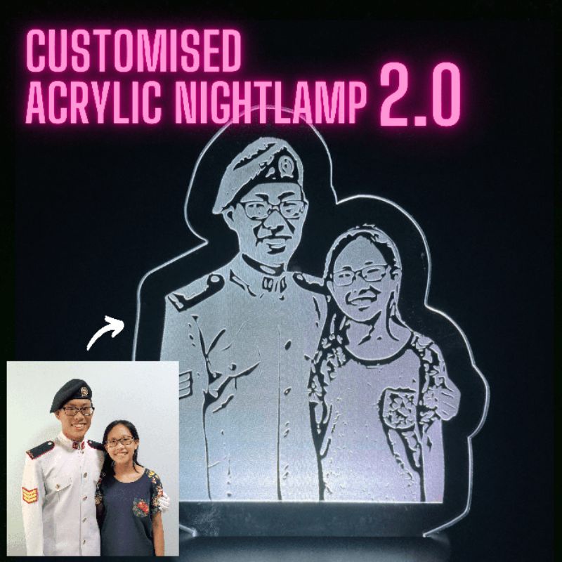 Customized Acrylic Night Lamp [Personalized Engraved Gift for Couple ...