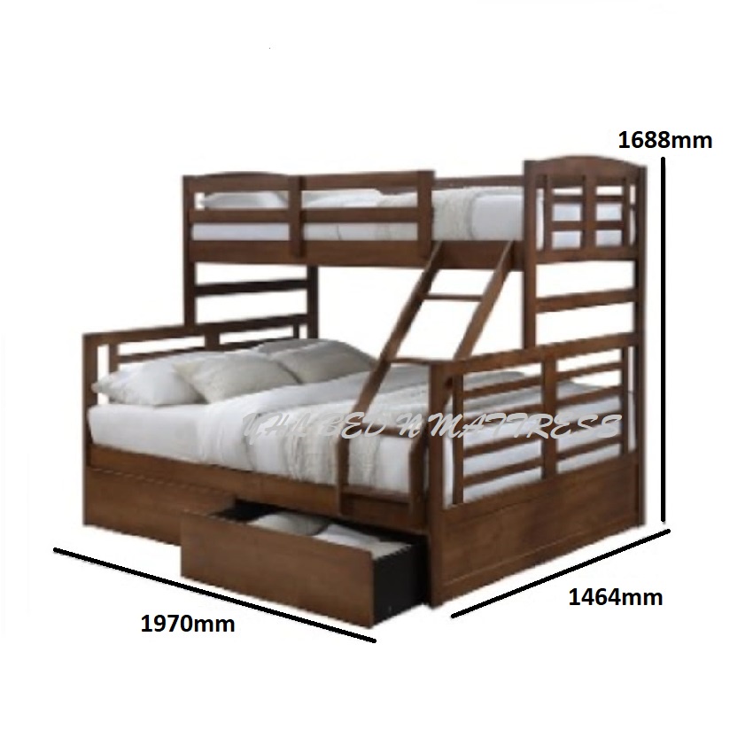 YHL Raman Solid Wooden Bunk Bed With 2 Drawers / Double Decker Bed With ...