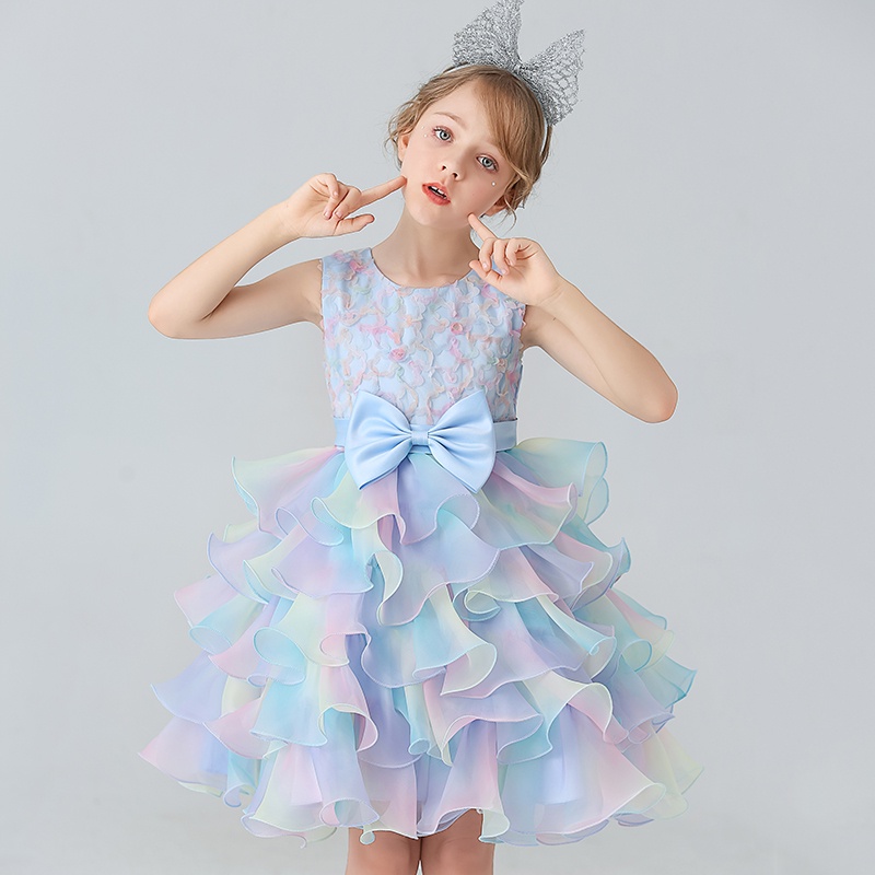 Girls Princess Mesh Dress Children's Day Birthday Party Performent ...